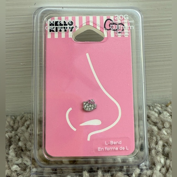 Hello Kitty | Jewelry | Hello Kitty Silver Crystal Nose Stud L Shape ...